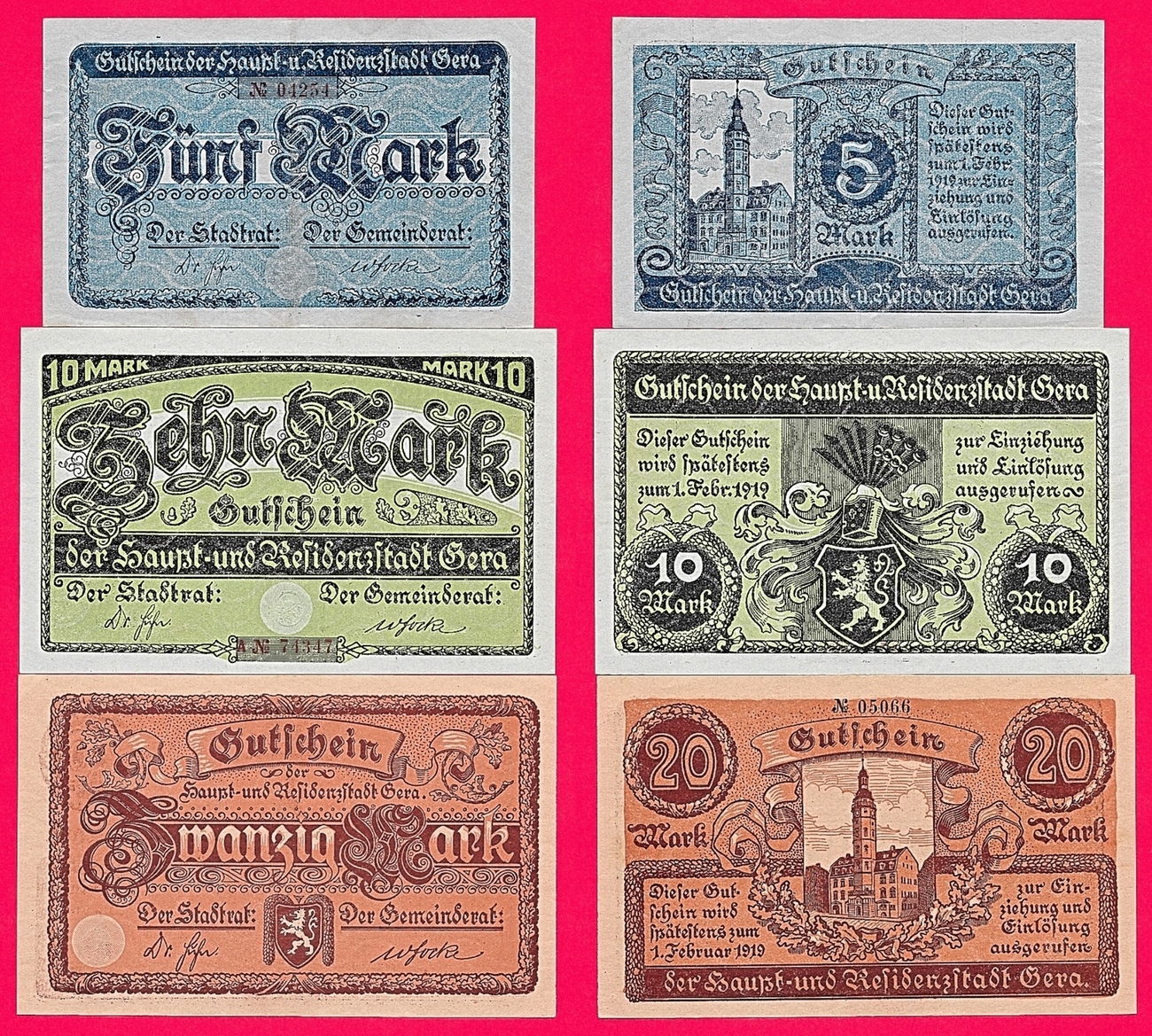 Deutsches Reich 35 Mark Lot 3x Gutschein der Haupt- und Residenzstadt ...