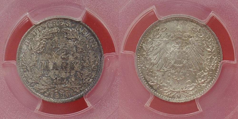 Germany-Empire 1/2 Mk 1916 G Deutsches Kaiserreich Kursmünze PCGS MS64 ...