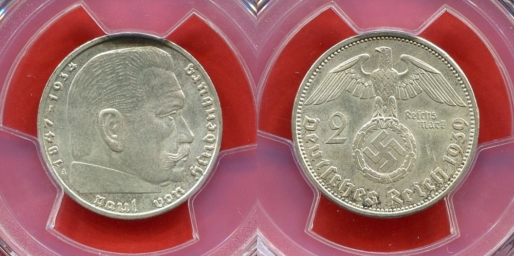 Germany, Third Reich 2 Reichsmark Silber 1939-A Deutsches Reich ...