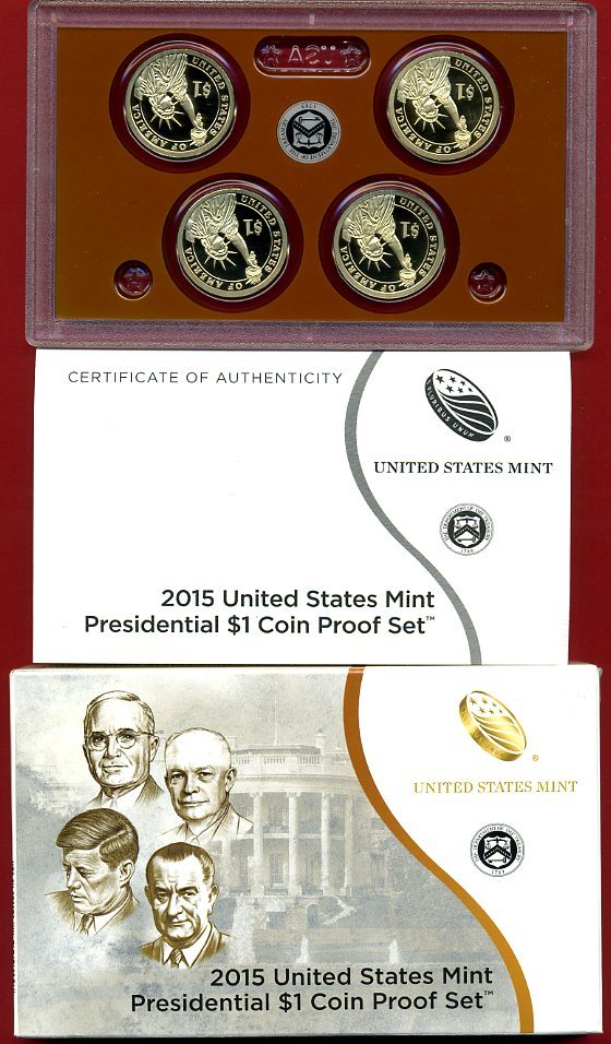 USA 4 x 1 Dollars Proof Set 2015 Presidential $1 Coin Proof Set | MA-Shops