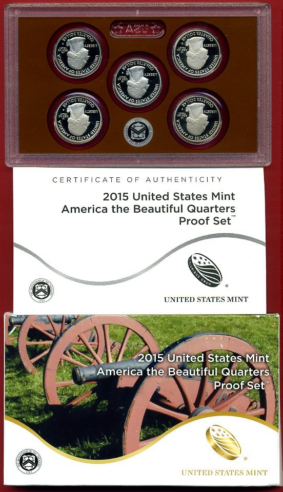USA 5 x Quarters Proofset 2015 United States Mint America the Beautiful ...