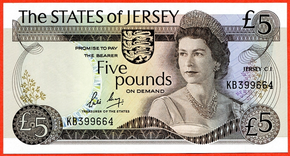 The State of Jersey 5 Pounds Banknote "Elizabeth Castle after George ...