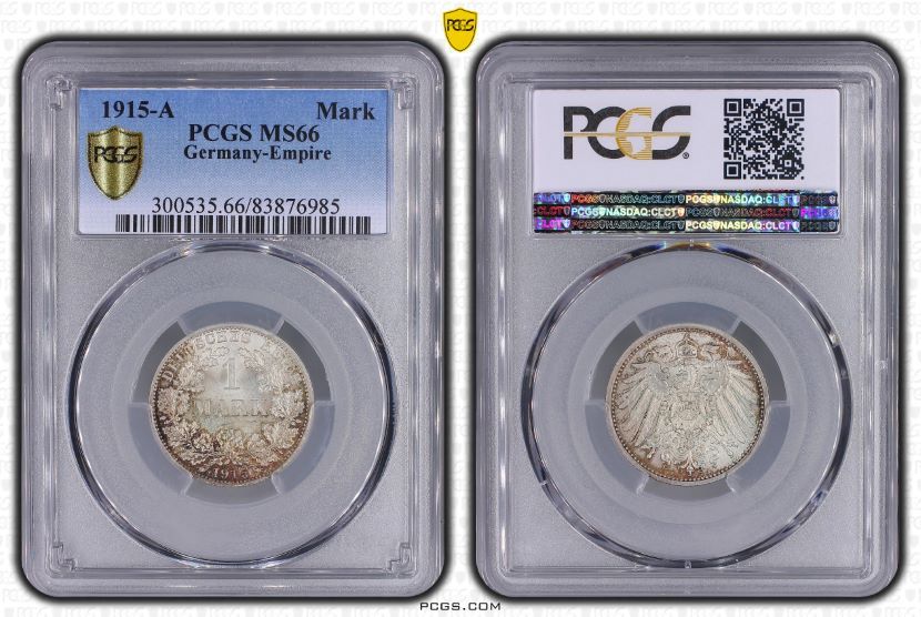 Germany-Empire, Deutschland Kaiserreich 1 Mark 1915 A PCGS MS 66 GEM | MA-Shops