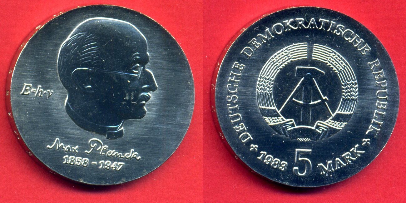 DDR 5 Mark Gedenkmünze 1983 125. Geburtstag von Max Planck prfr. | MA-Shops