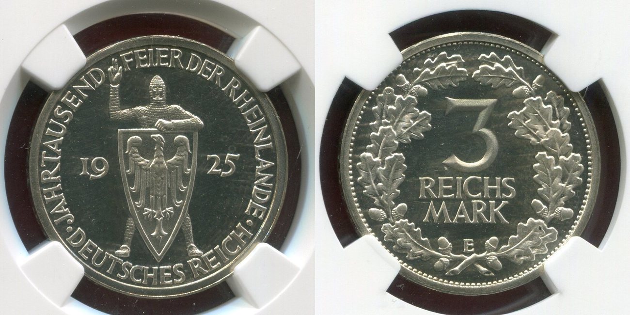 Weimarer Republik Deutsches Reich 3 Mark 3M 1925 E Rheinlandfeier ...