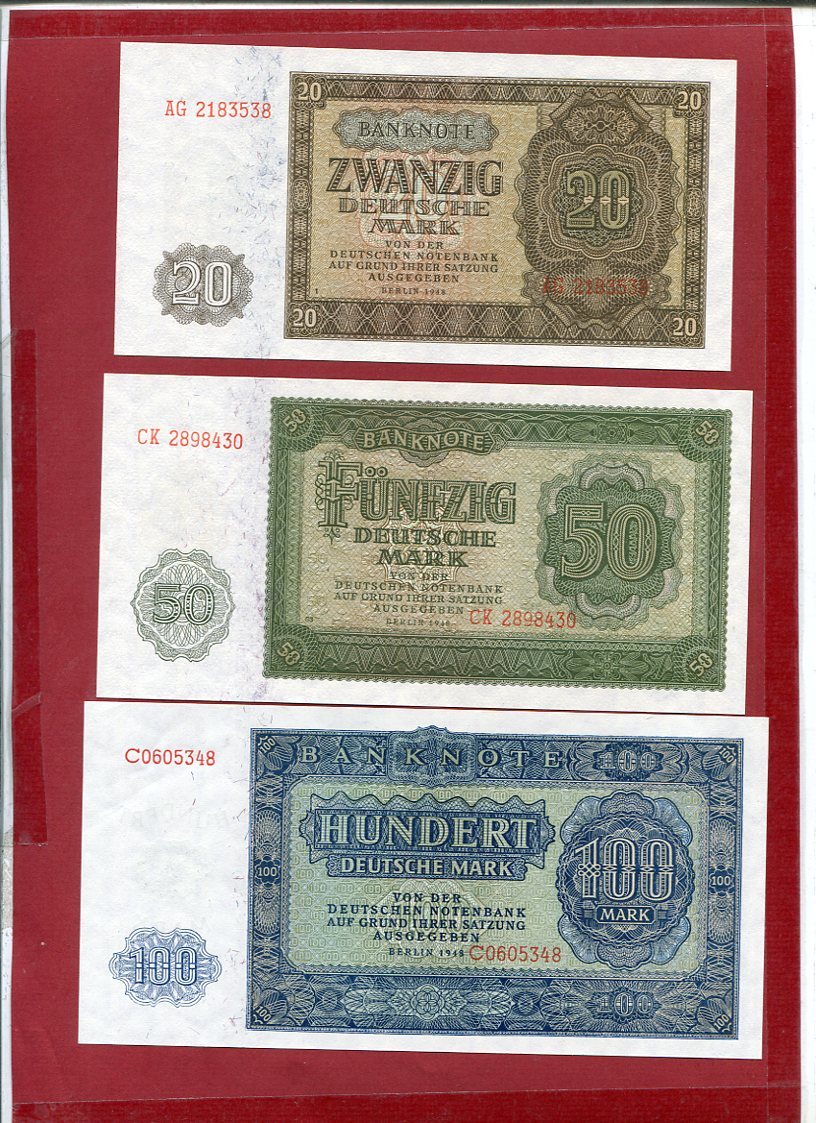 Deutsche Demokratische Republik 0,50 bis 1000 DM (9 Banknoten) 1948 DDR ...