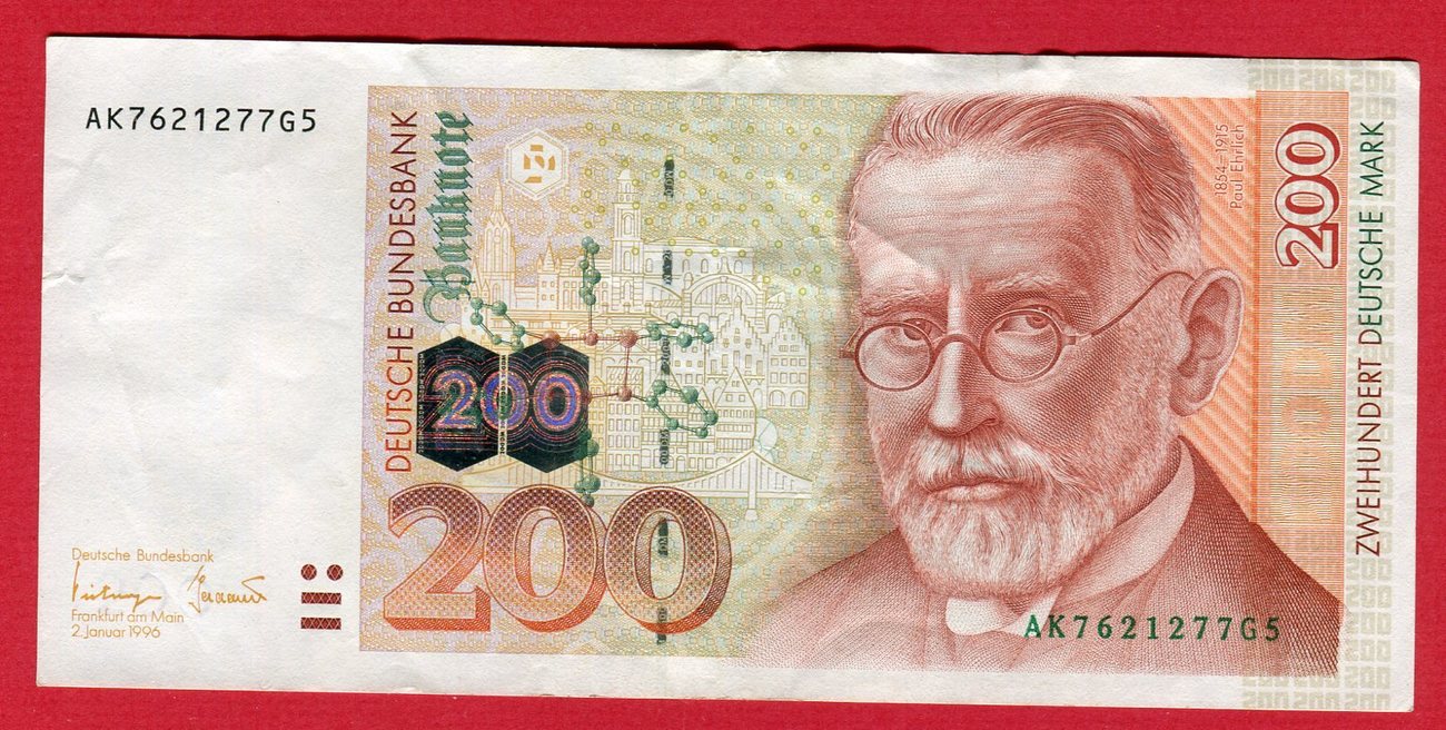 BRD,Deutsche Bundesbank 200 DM Deutsche Mark 1996 AK G Paul Ehrlich ...