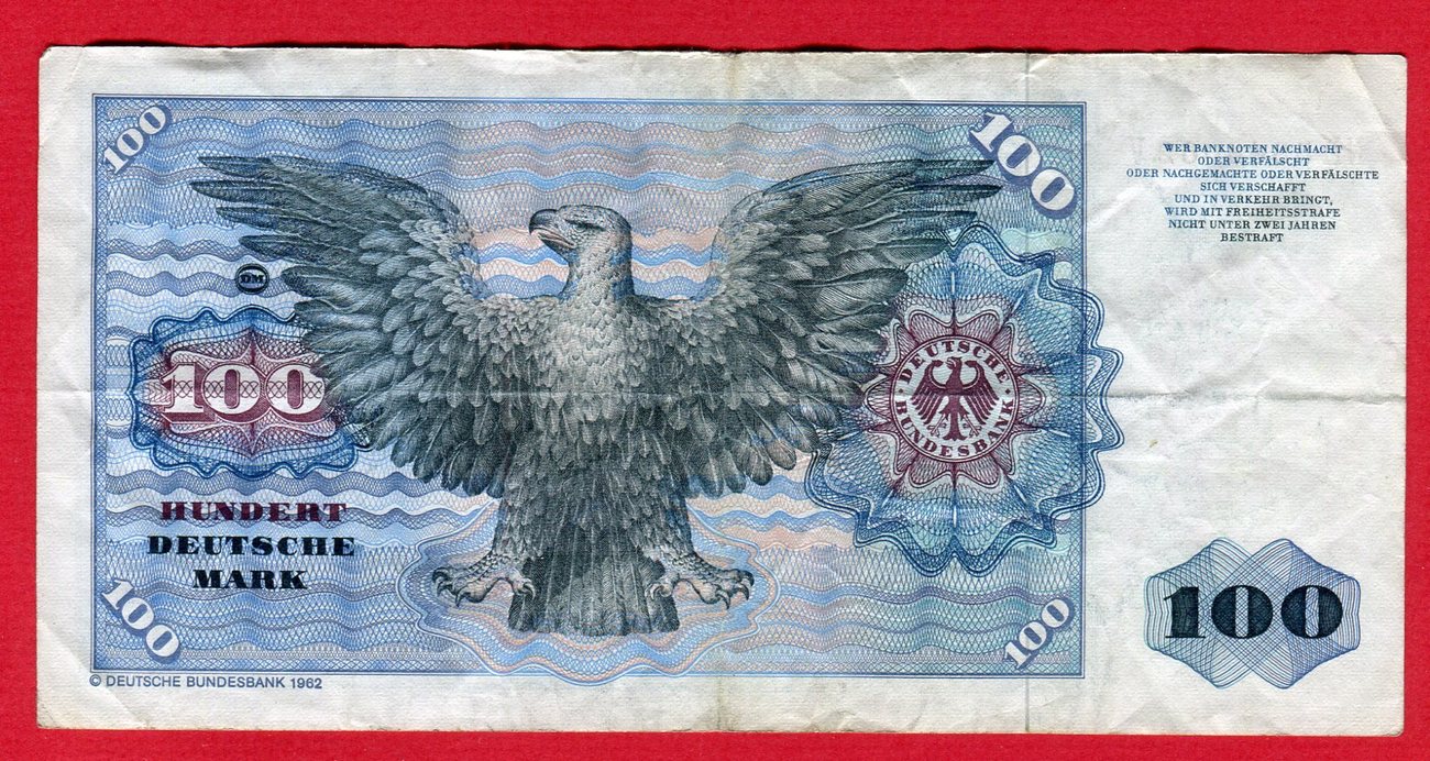 BRD, Deutsche Bundesbank 100 DM Deutsche Mark 1980 Banknote NM ... V ...