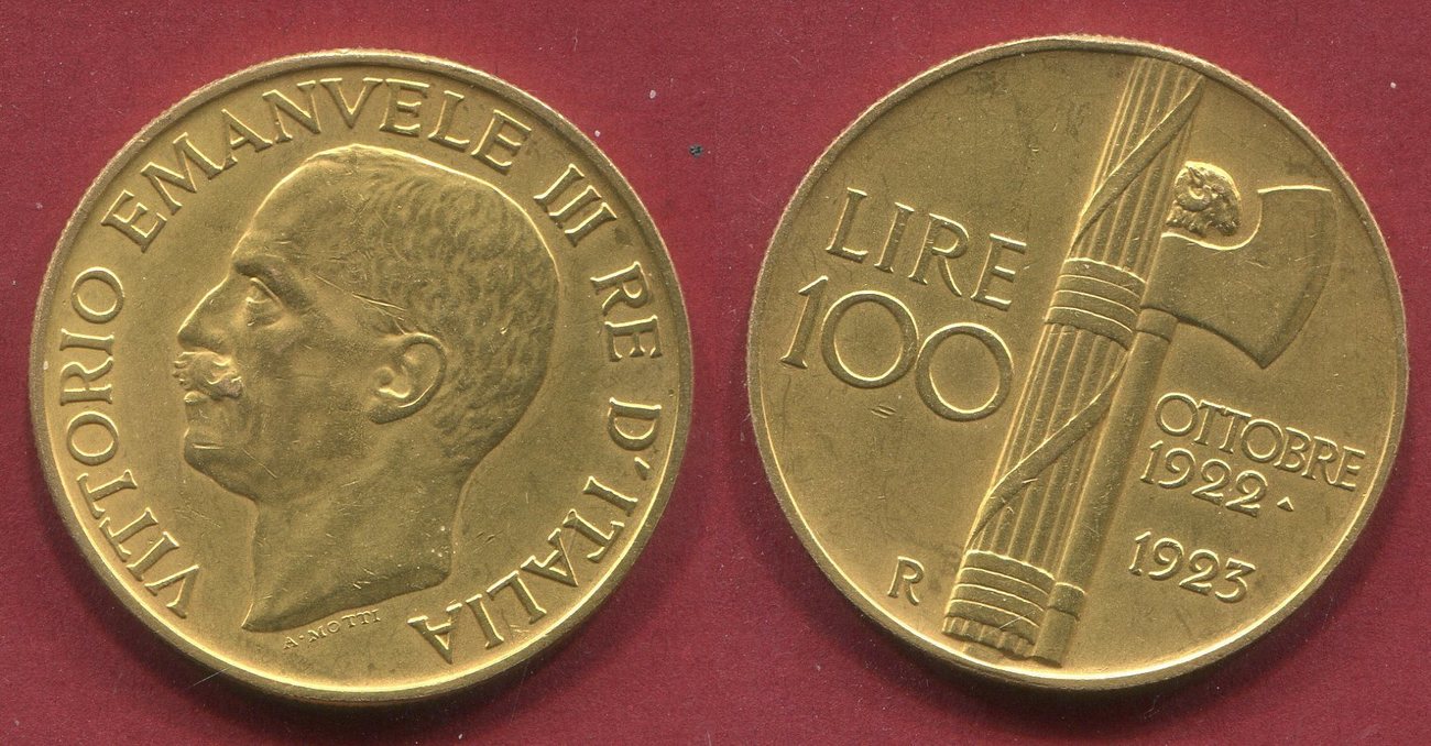 Italien Italy, Kingdom 20 Lira Goldcoin 100 Lire Goldmünze 1923 ...