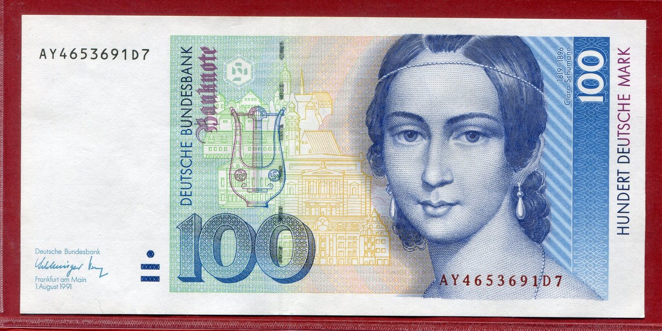 BRD,Deutsche Bundesbank 100 DM Deutsche Mark 1991 Clara Schumann I ...