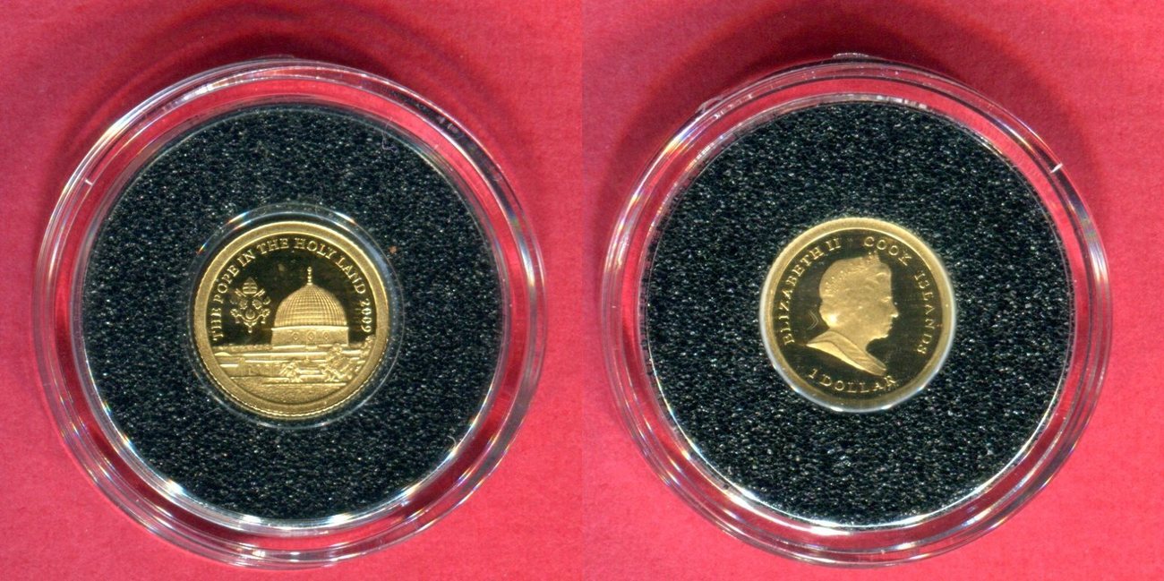 Cook Islands, Cook Inseln 1 Dollar Minigoldmünze 2009 The Pope in the ...