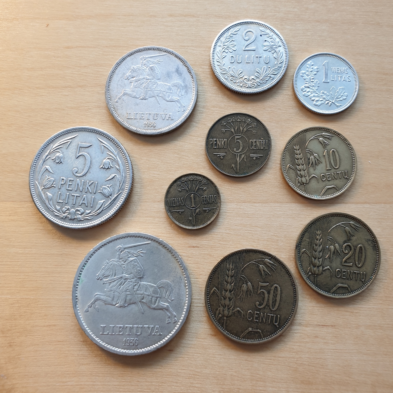 Litauen 1 Centai -10 Litai 1925 / 1936 BILD ansehen Lot of 10 Coins see ...