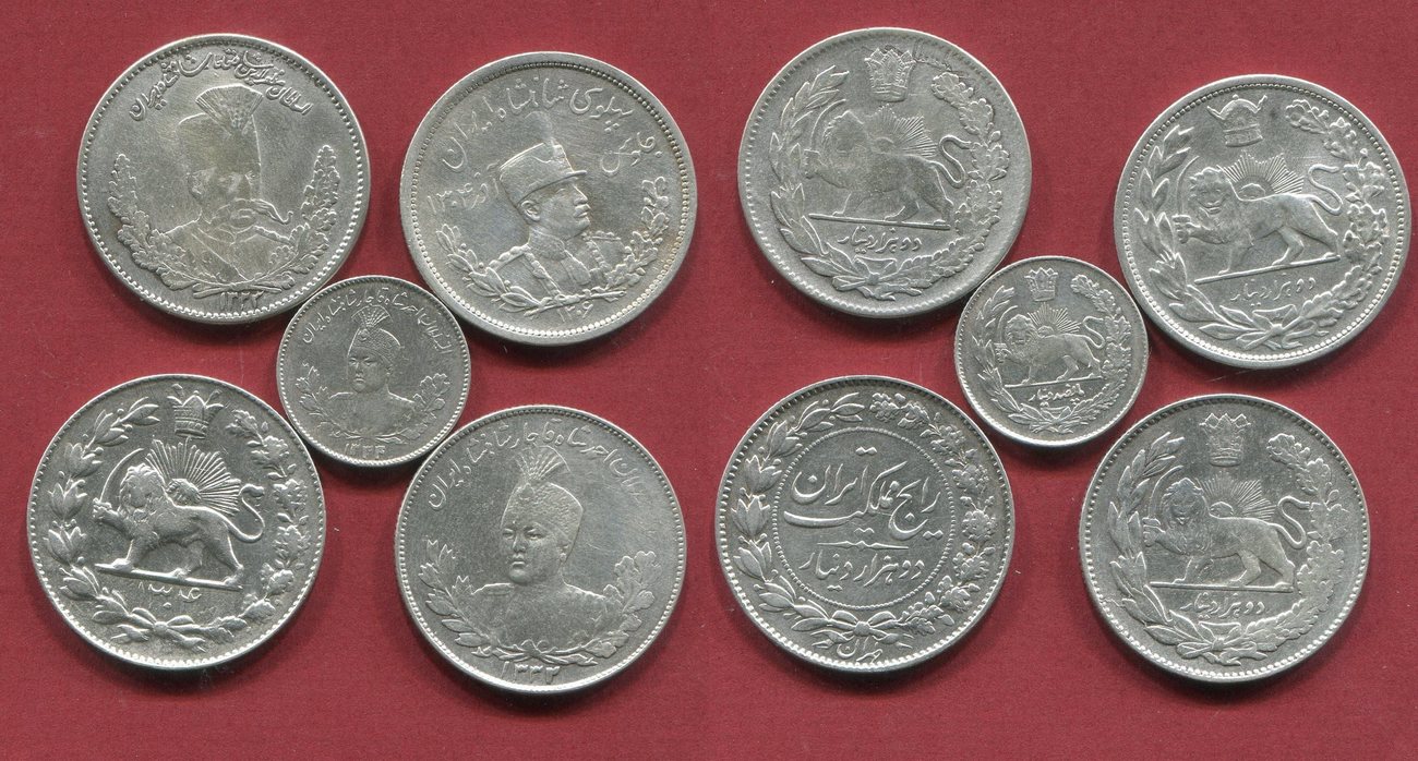 Persien Iran 4 x 2000 Dinar 2 Kran 1 x 500 Dinars 1304 ff 5 Münzen ...