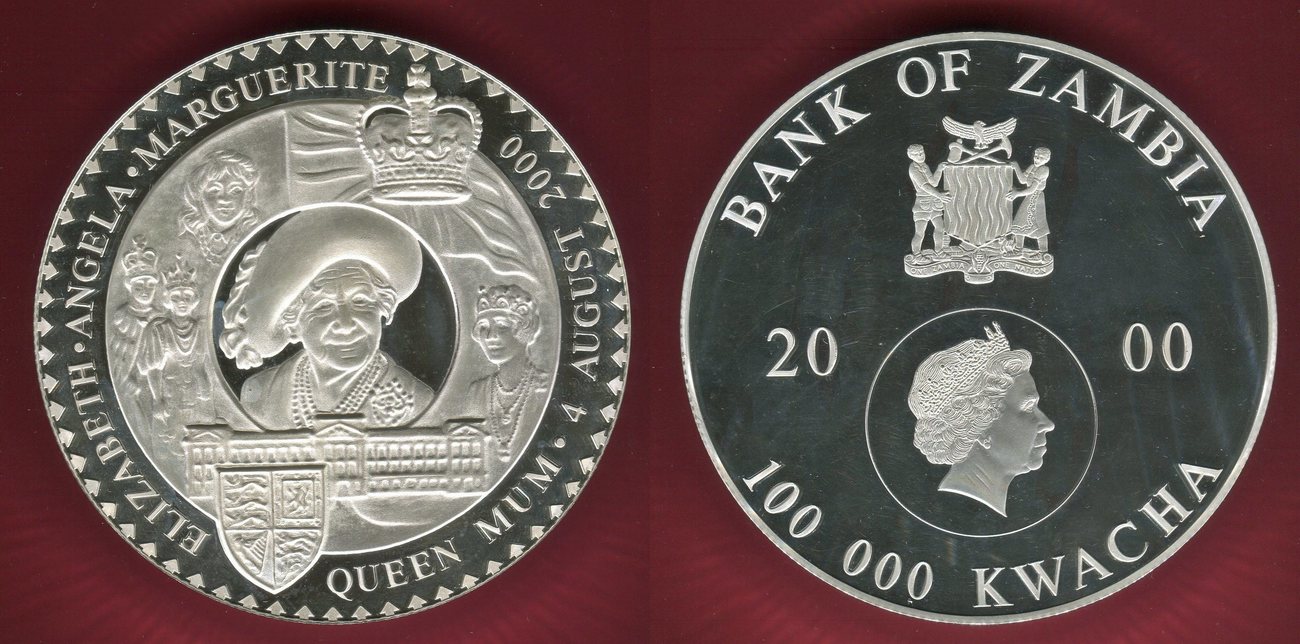 Zambia 100.000 Kwacha 2000 3 Kilo Silver 100 Years Queen Mum see video ...