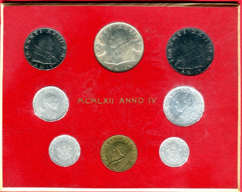 Vatikan Kursmünzensatz 1 - 500 Lire KMS 1962 Pontifikat Johannes XXIII ...