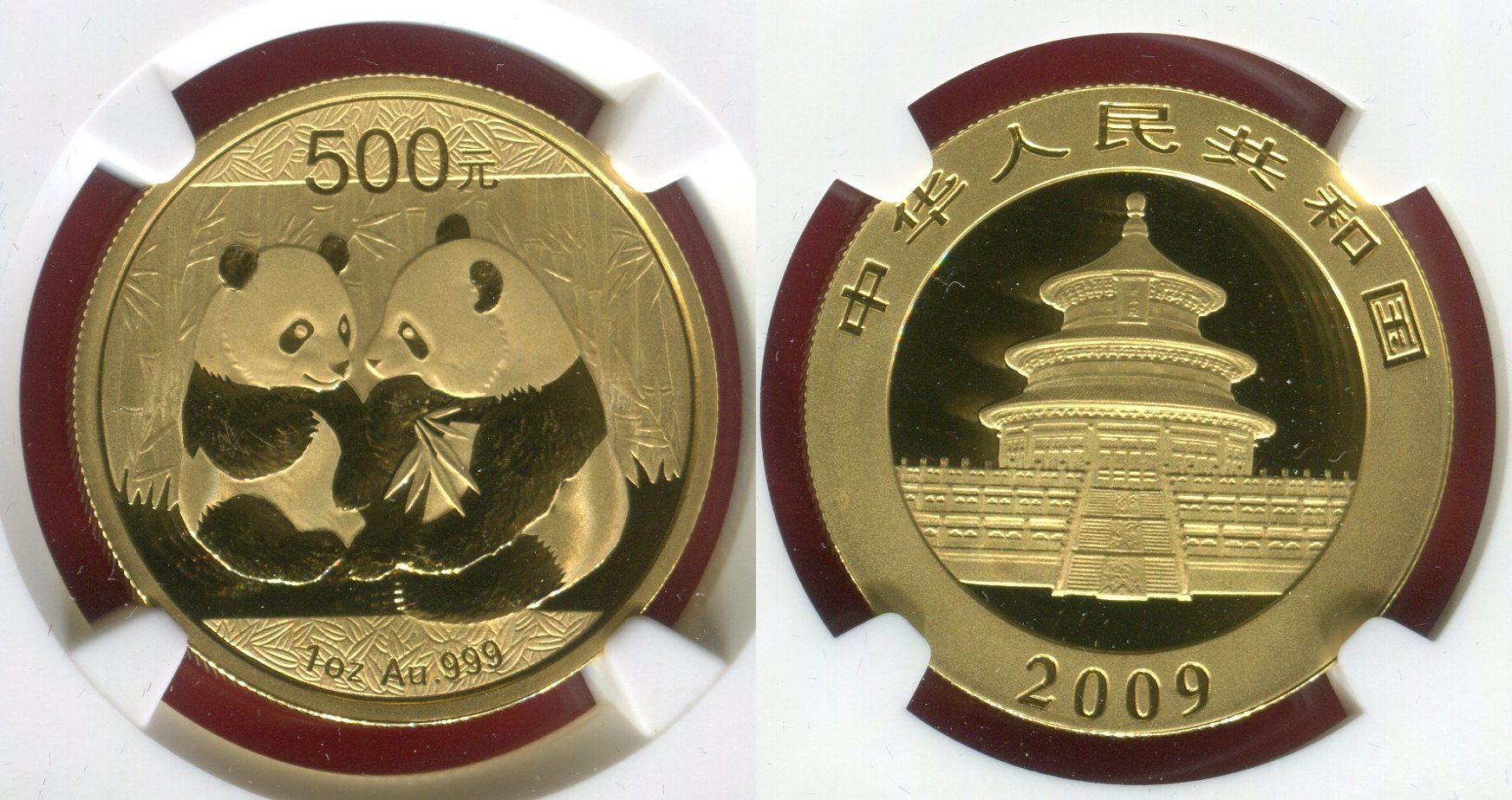 China 500 Yuan Goldm nze 2009 Panda NGC MS 66 MA Shops