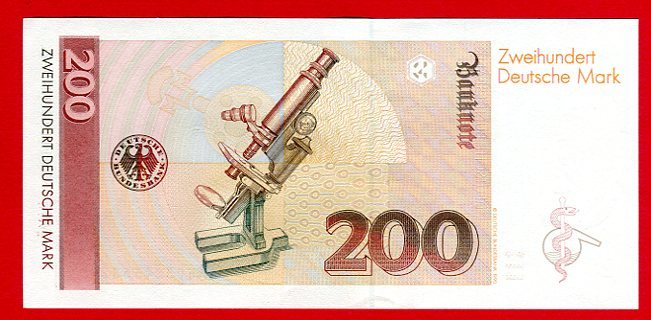 BRD, Deutsche Bundesbank 200 DM Deutsche Mark 1989 Paul Ehrlich 1854 ...
