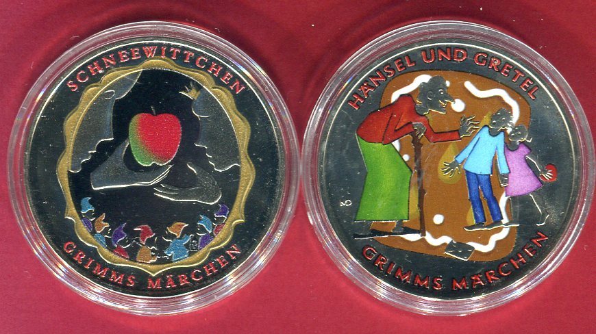 Bundesrepublik Deutschland 2x10 Euro Farbmünze 2013/2014 Grimms Märchen ...