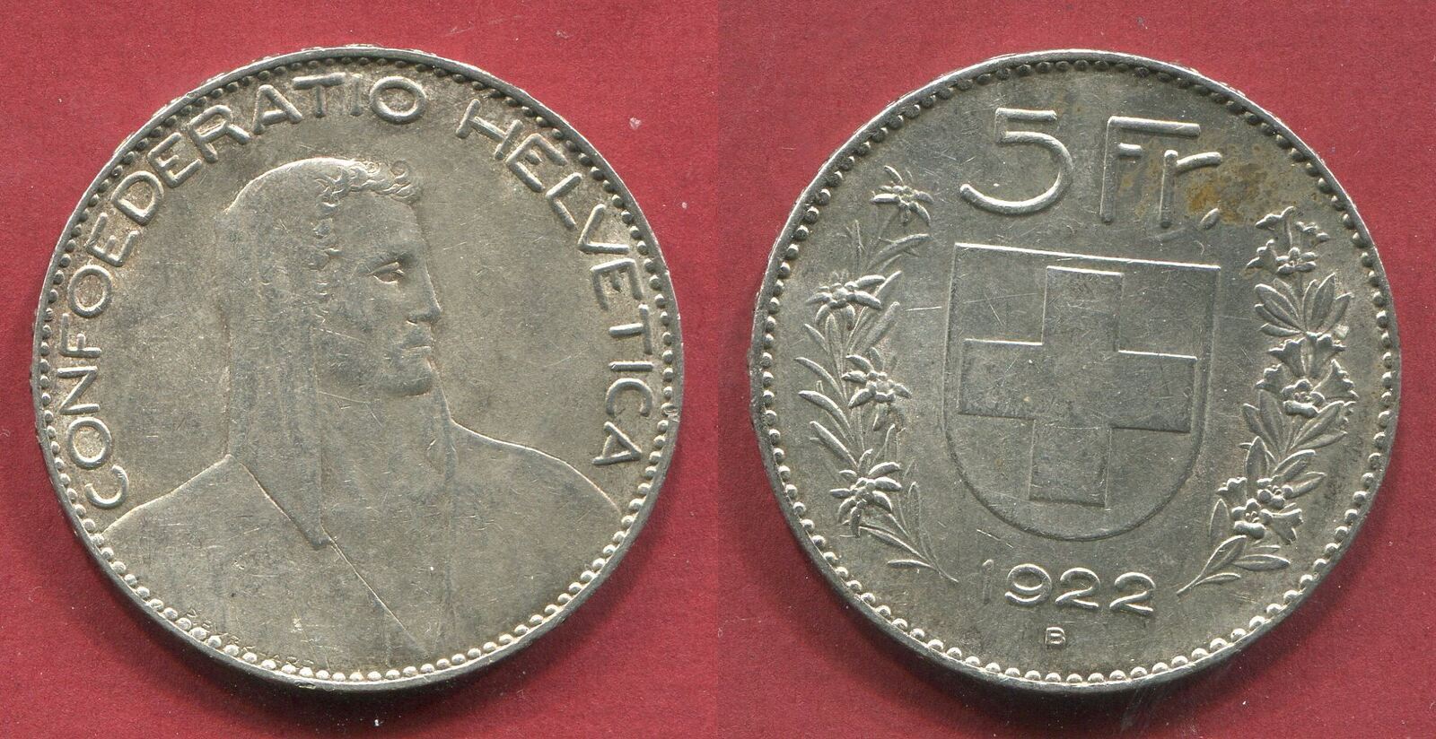 Schweiz Eidgenossenschaft 5 Franken Kursmünze 1922 Großer Alphirt Kursmünze USA au | MA-Shops