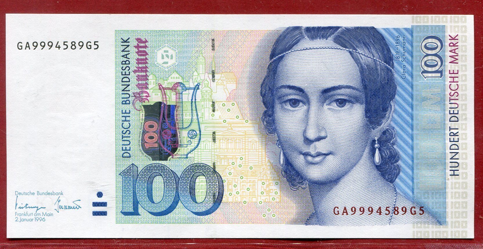 Bundesrepublik Deutschland 100 DM Deutsche Mark 1996 Clara Schumann GA ...