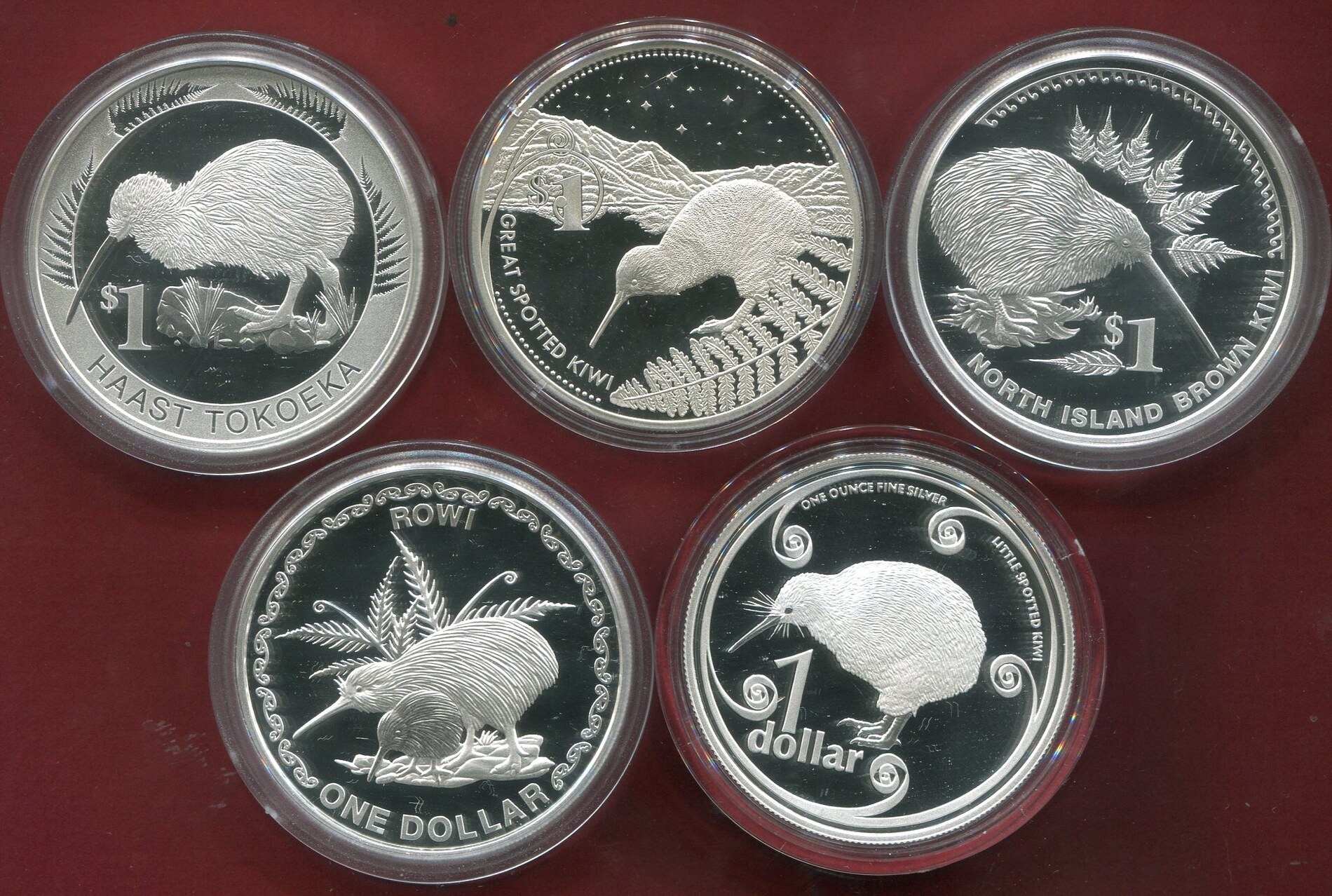 Neuseeland New Zealand 5 X 1 Dollar 2004 2008 Premium Silver Dollar Neuseeland New Zealand 5 X 1 Dollar 2004 2008 Premium Silver Dollar