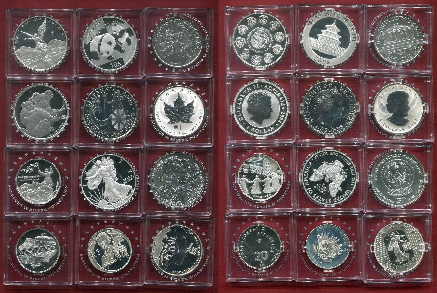 Australien, Österreich, Südafrika, Ruanda etc. Silbermünzen Set 2008 ...