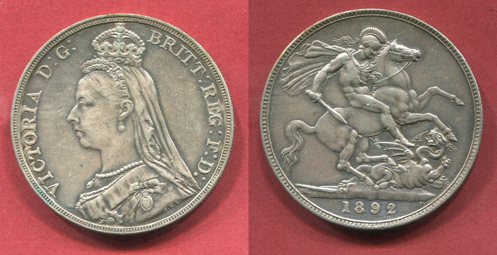 England Großbritannien UK 1 Crown, 5 Shilling Silber 1892 Victoria ...