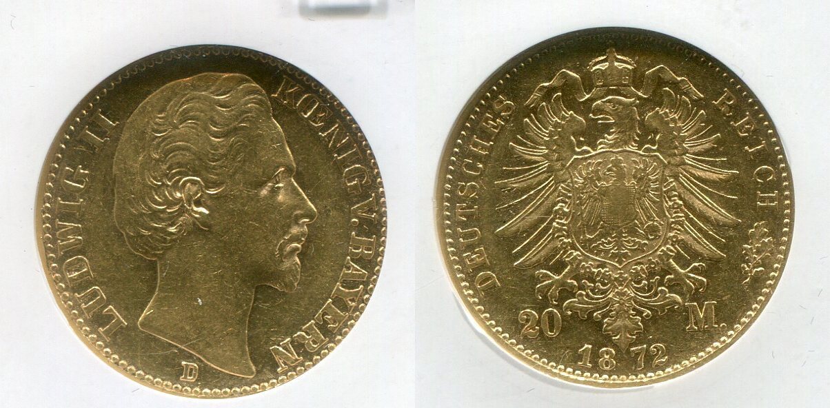 Bayern, German Empire Kingdom of Bavaria 20 Mark Goldmünze Kursmünze ...