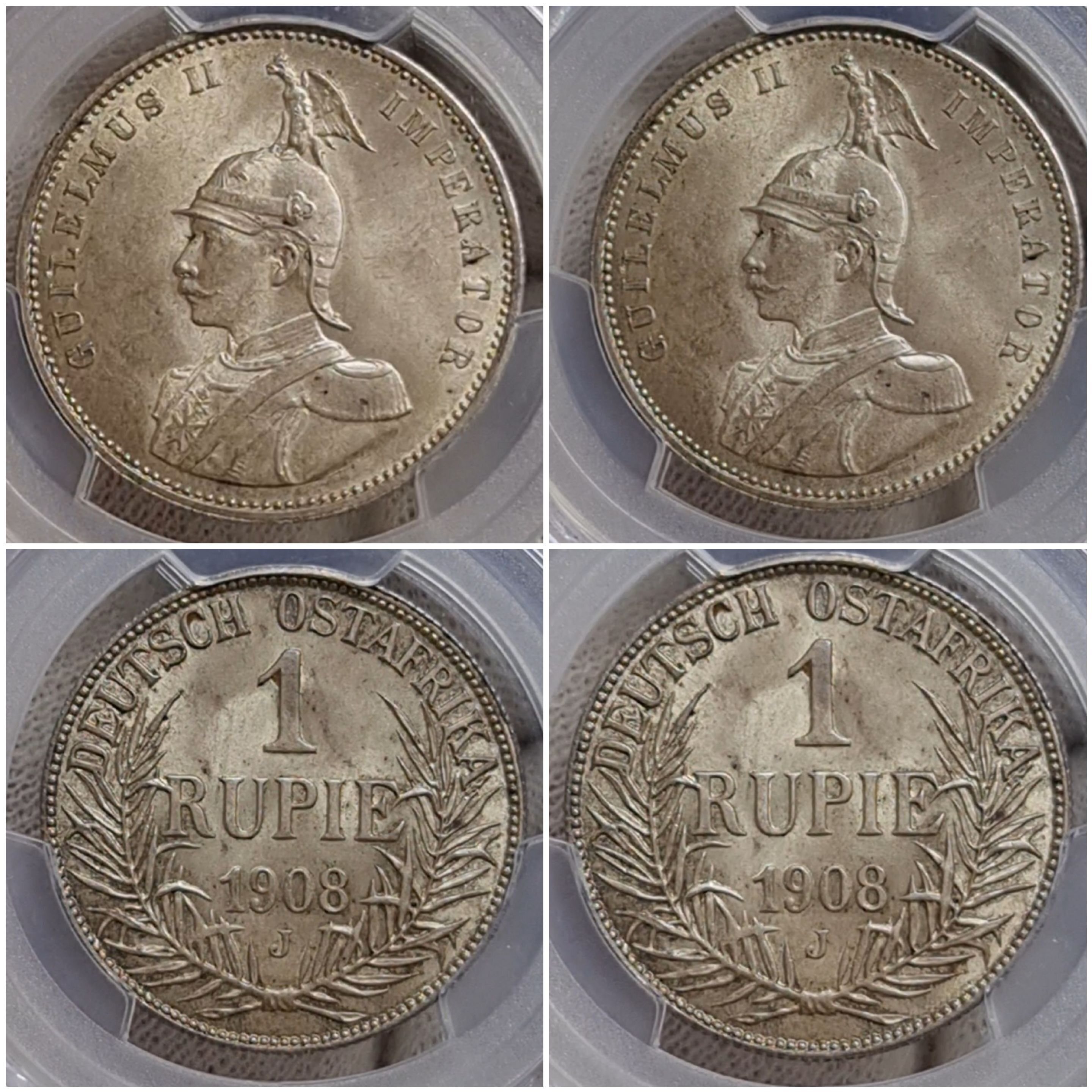 German East Africa DOA Deutsch Ostafrika Rupie 1908-J Wilhelm II. mit ...