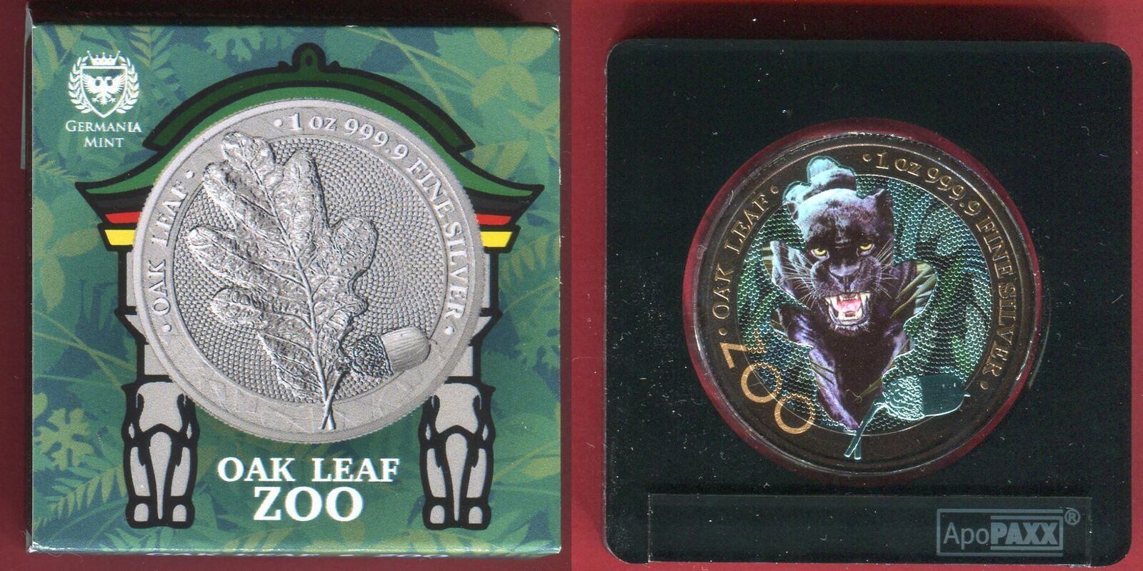 Germania Mint 5 Mark 2019 OAK LEAF ZOO Schwarzer Panther 1 Unze BU OVP ...