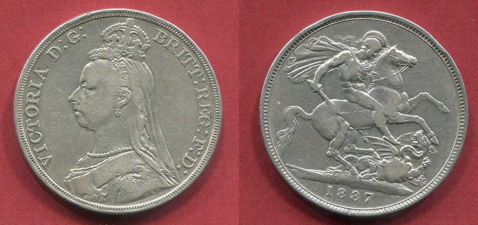England Großbritannien UK 1 Crown Silber 1887 Queen Victoria Jubilee ...