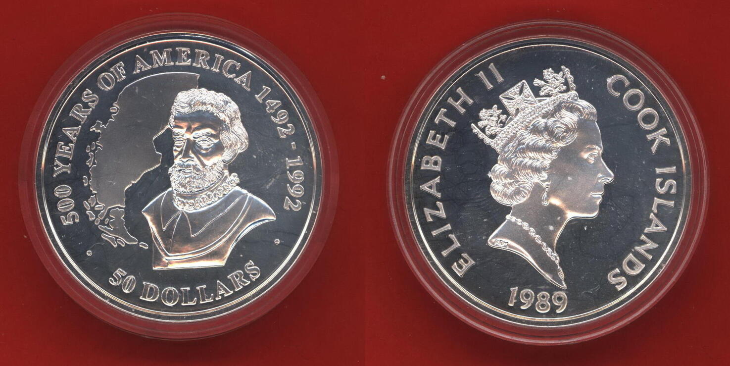 Cook Islands 50 Dollars / CID (Cook Islands Dollars) 1989 500 Jahre ...