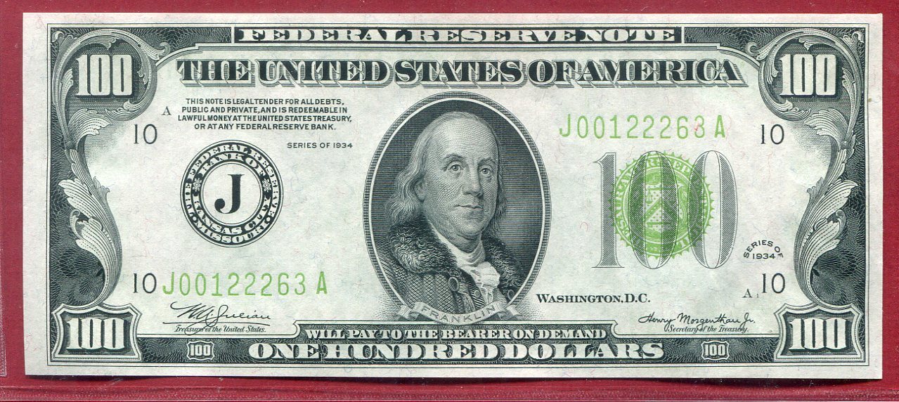 USA 100 Dollars Banknote 1934 Franklin uncirculated | MA-Shops