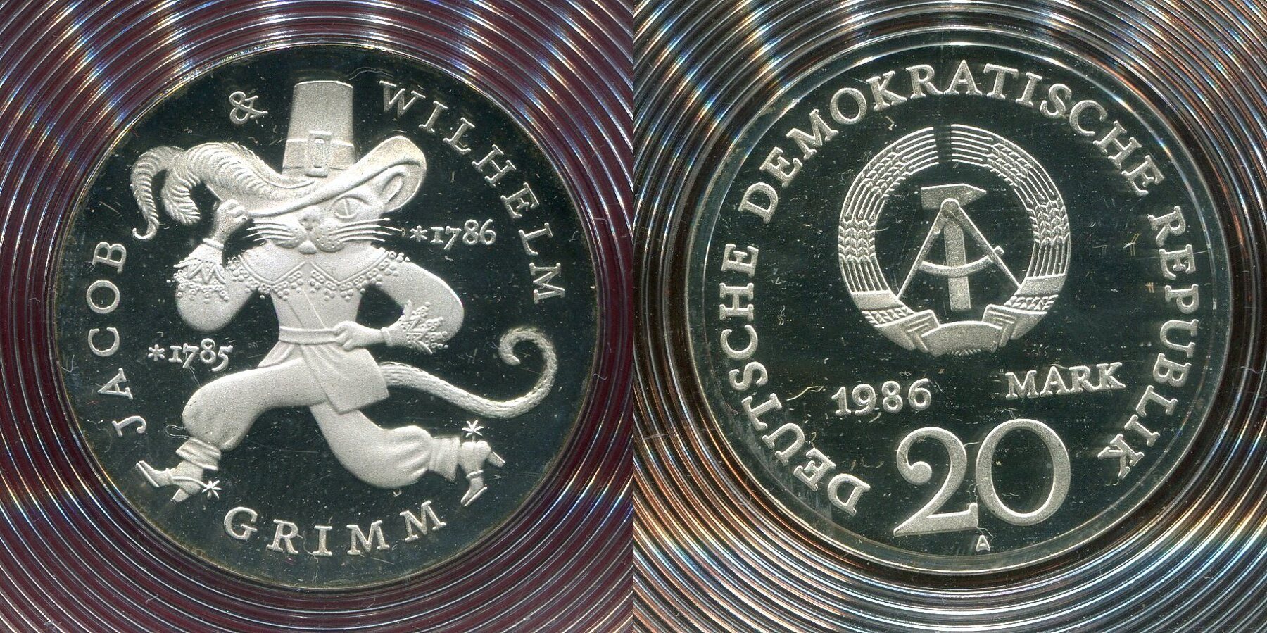 Eastern Germany DDR GDR 20 Mark Silber 1986 A Gebrüder Grimm ...