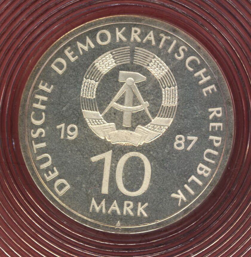 DDR GDR 10 Mark 1987 SCHAUSPIELHAUS BERLIN Proof sealed min. Toned | MA ...