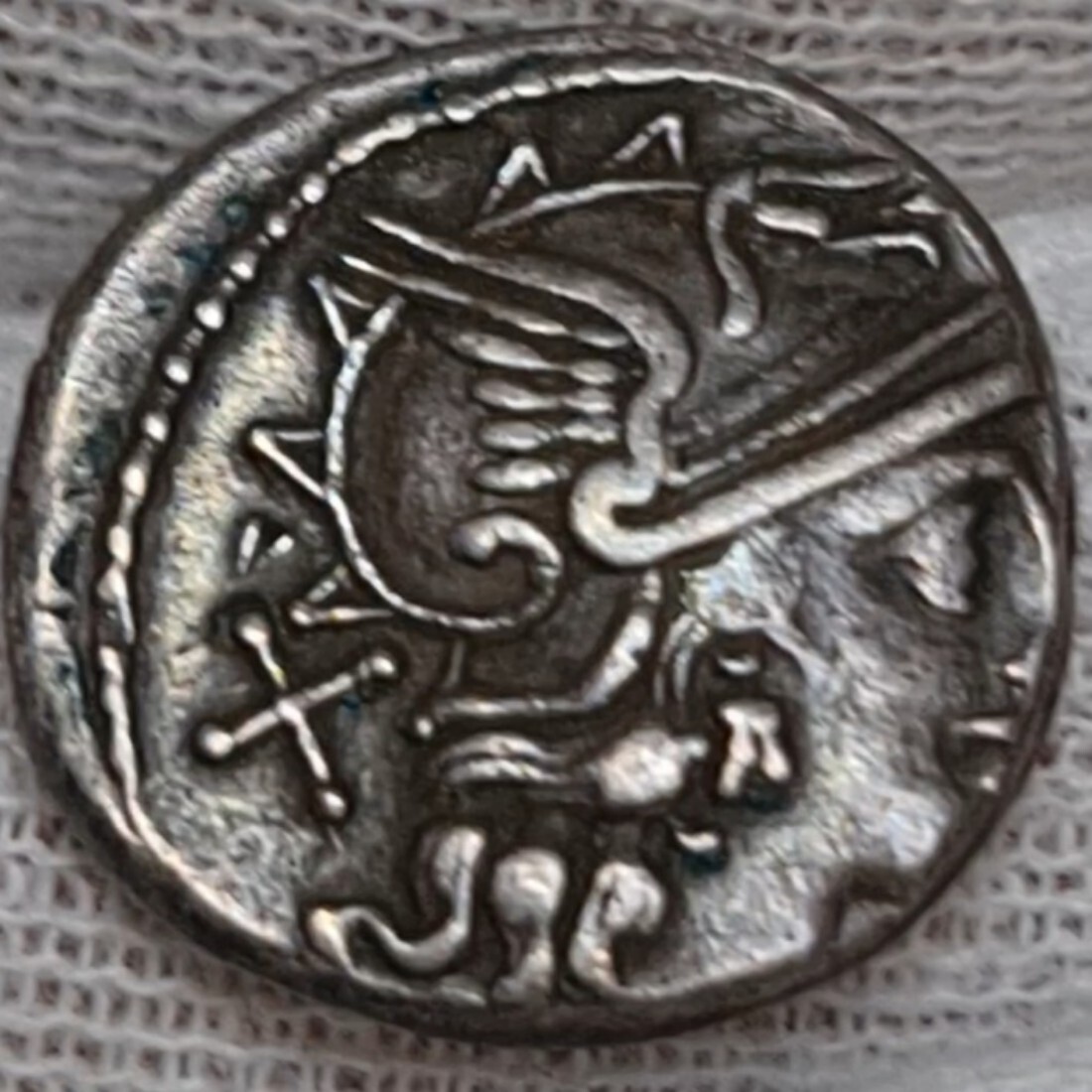 Röm. Republik; Decimus Flavus Denar 150 v. Chr. Monogramm FLAVS ...