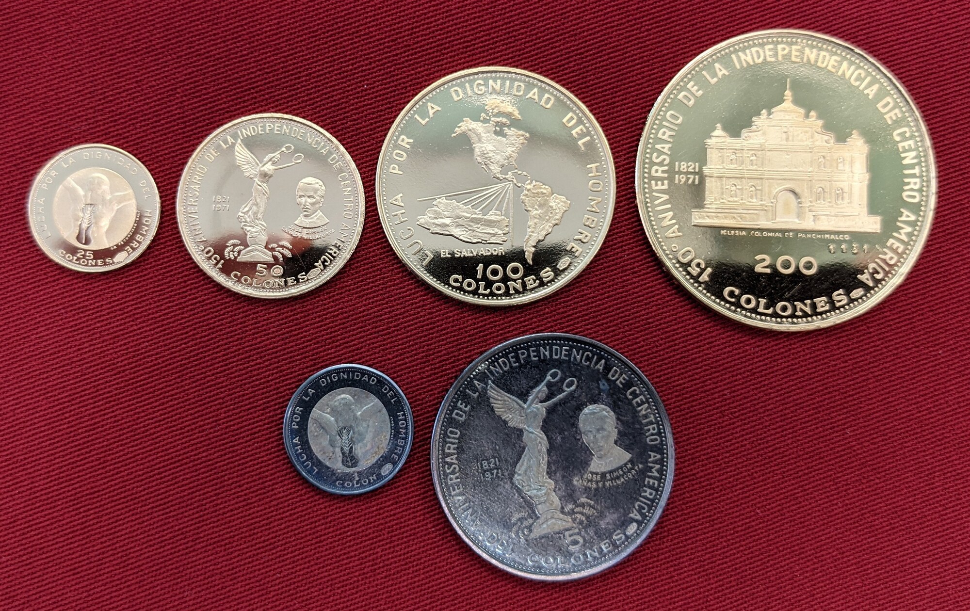 El Salvador 1 Colon-200 Colones 1971 150. Jahrestag der Unabhängigkeit ...