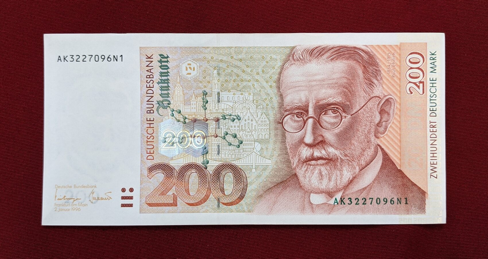 BRD, Deutsche Bundesbank 200 DM Deutsche Mark 1996 Paul Ehrlich 1854 ...
