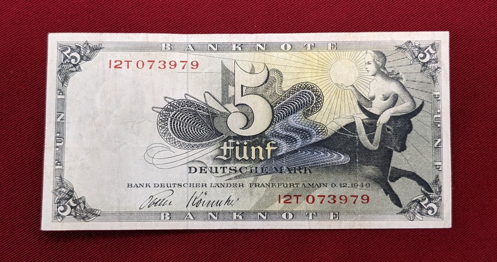 Bundesrepublik Deutschland 5 DM Banknote 1948 5 Mark Bank Deutscher ...