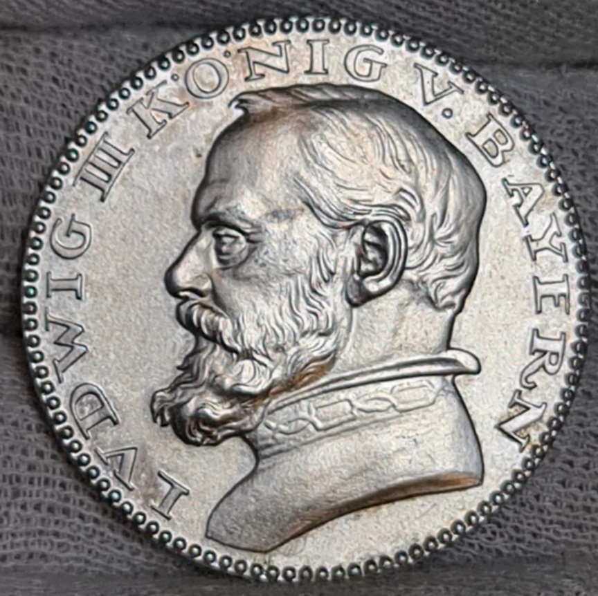 Deutschland Karl Goetz Probe Kaiserreich 5 Mark Pattern Ludwig III. Unc ...