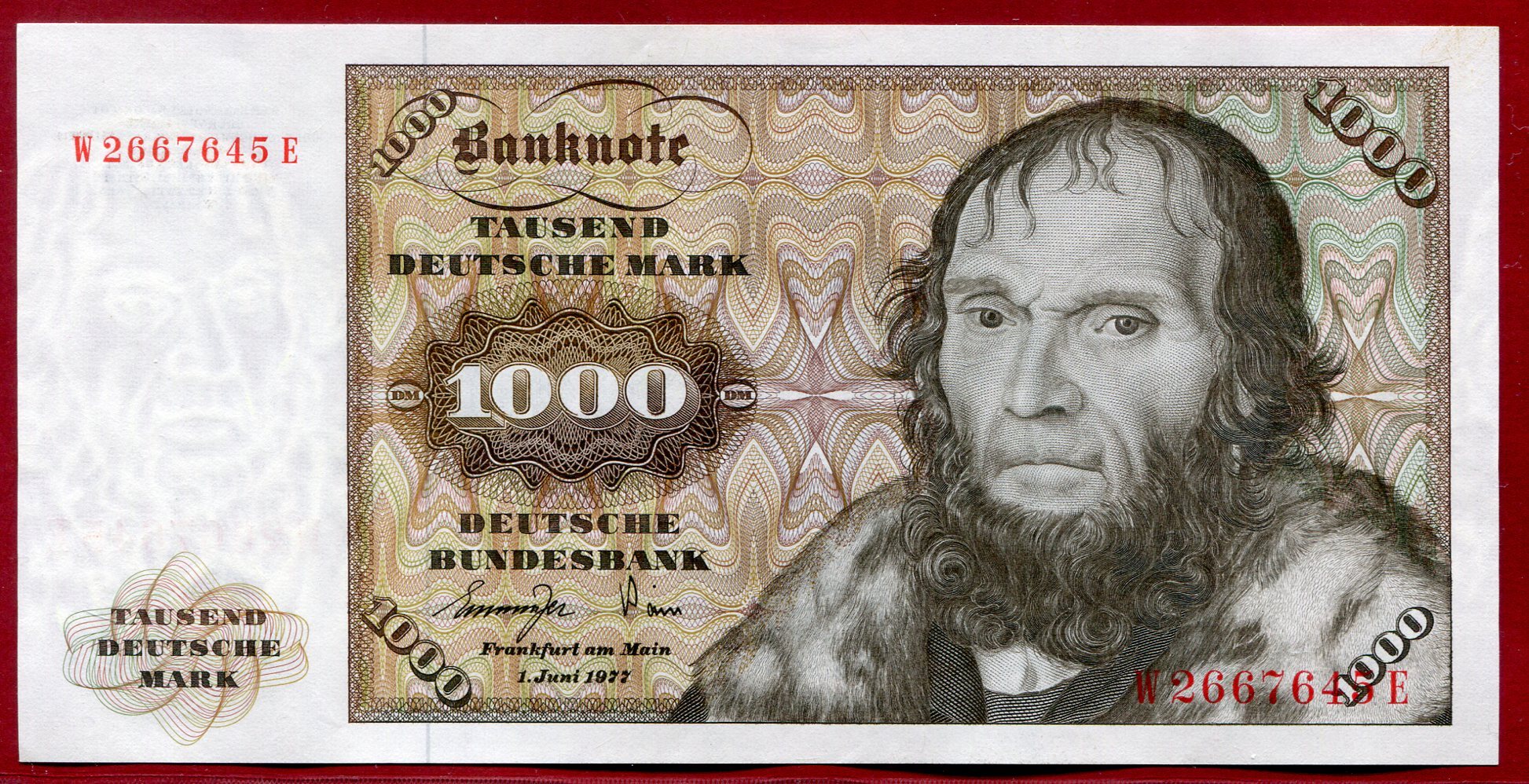 BRD, Deutsche Bundesbank 1000 DM Deutsche Mark 1977 Dom zu Limburg an ...