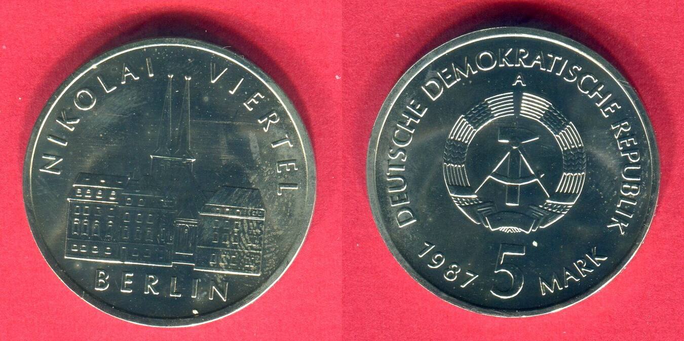 DDR GDR Deutsche Demokratische Republik 5 Mark Neusilber 1987 ...