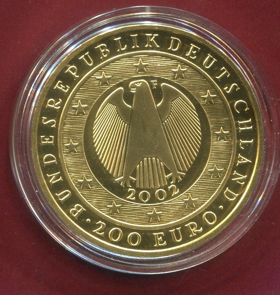 Deutschland BRD Germany 200 Euro Gold 2002 F Währungsunion - Euro ...