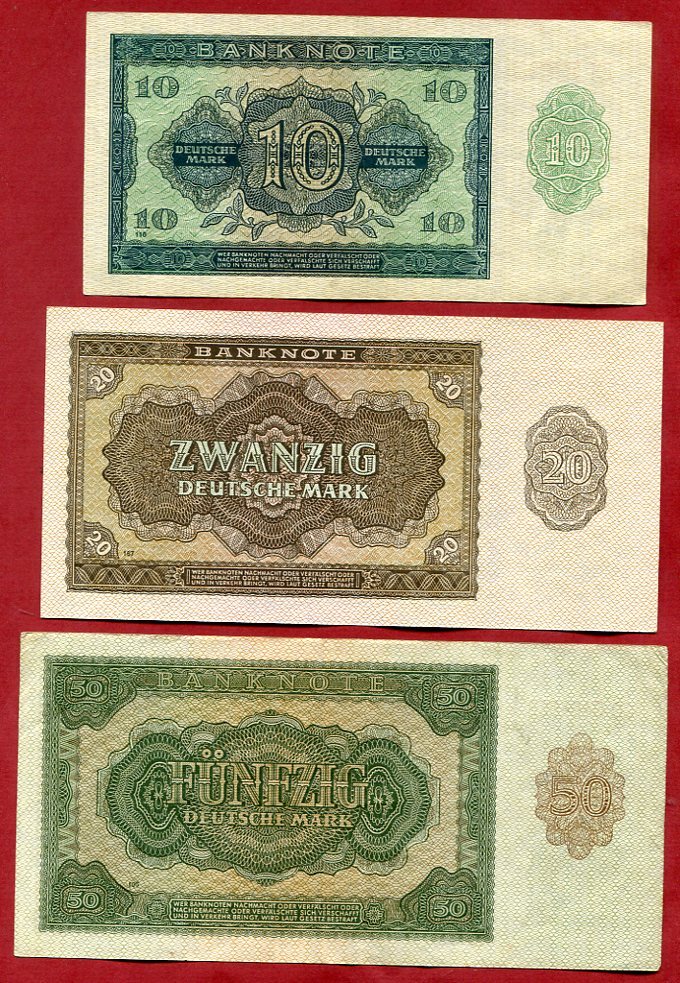 Deutsche Demokratische Republik 0,50 bis 1000 DM (9 Banknoten) 1948 DDR ...