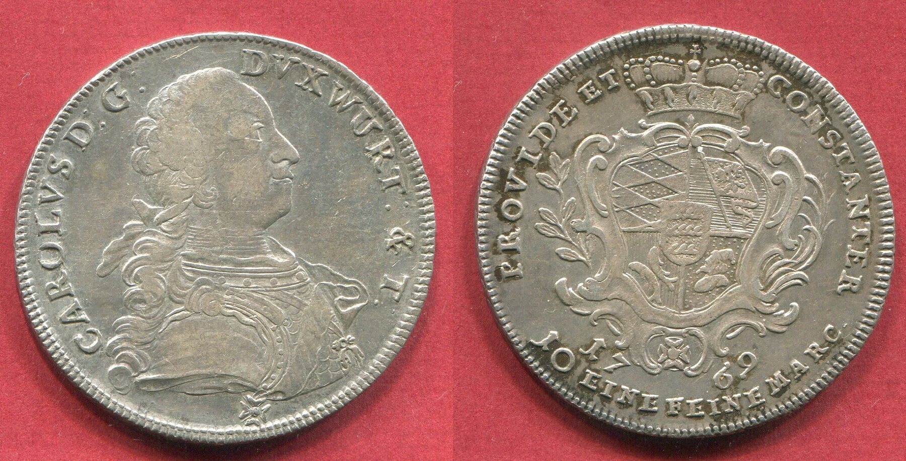 Württemberg German States Taler 1769 Karl Eugen 1744-1793 USA EF weakly ...