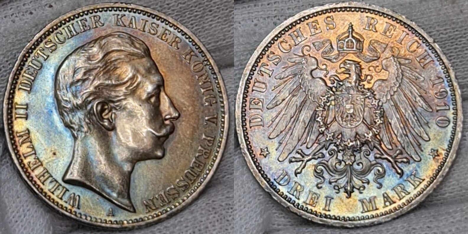Germany Deutschland Preußen Prussia 3 Mark Silber 1910 A Wilhelm II ...