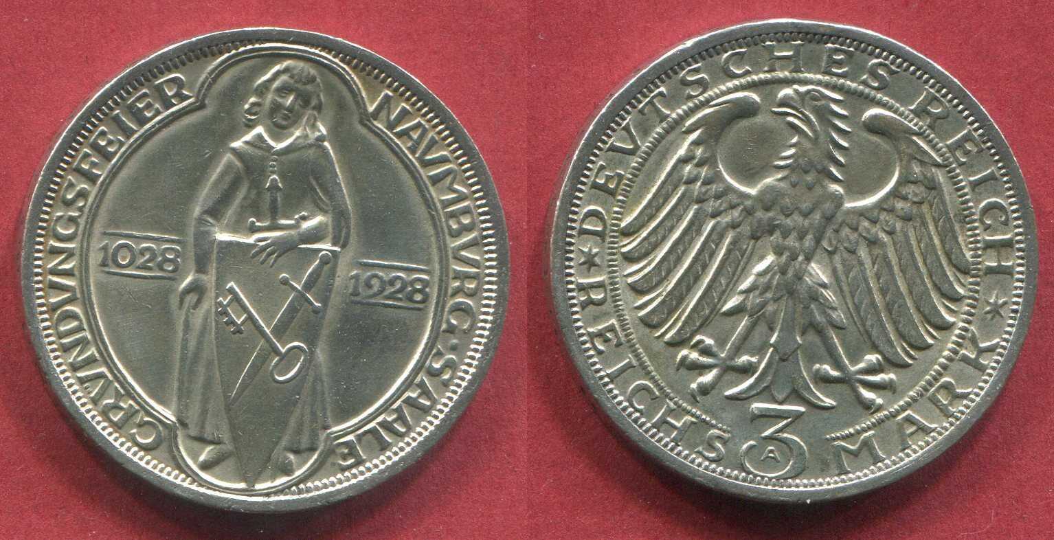 Deutschland Weimarer Republik Germany 3 Mark 1928 900 Jahre Naumburg ...