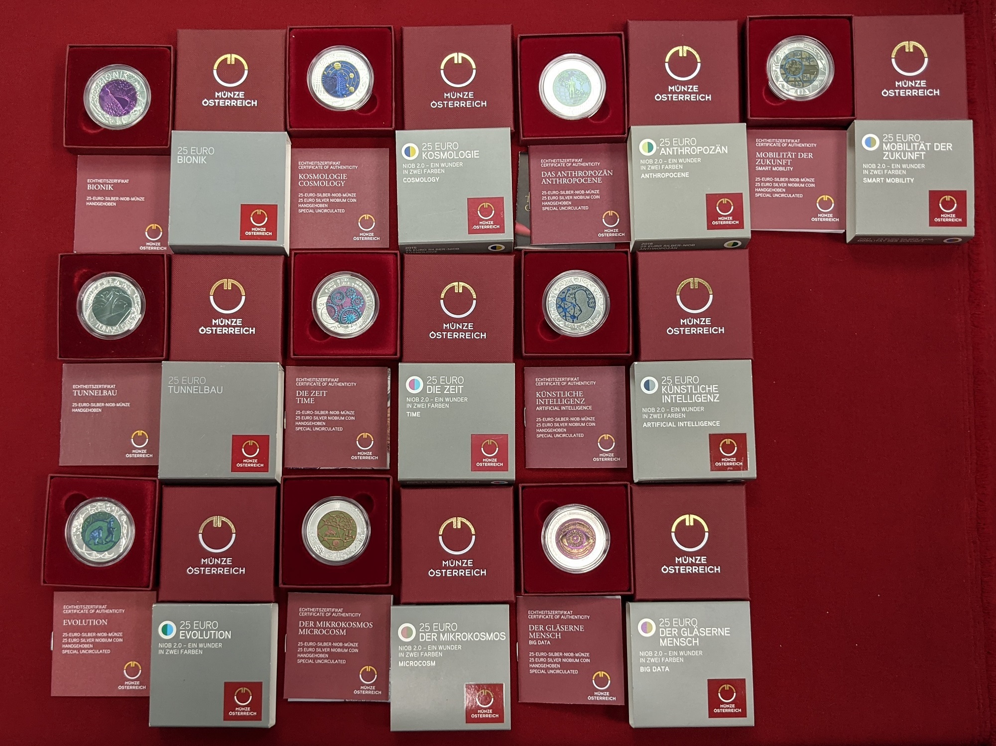 Austria Österreich 19 x 25 Euro Niob 2003-2021 Komplette Serie der 25 ...