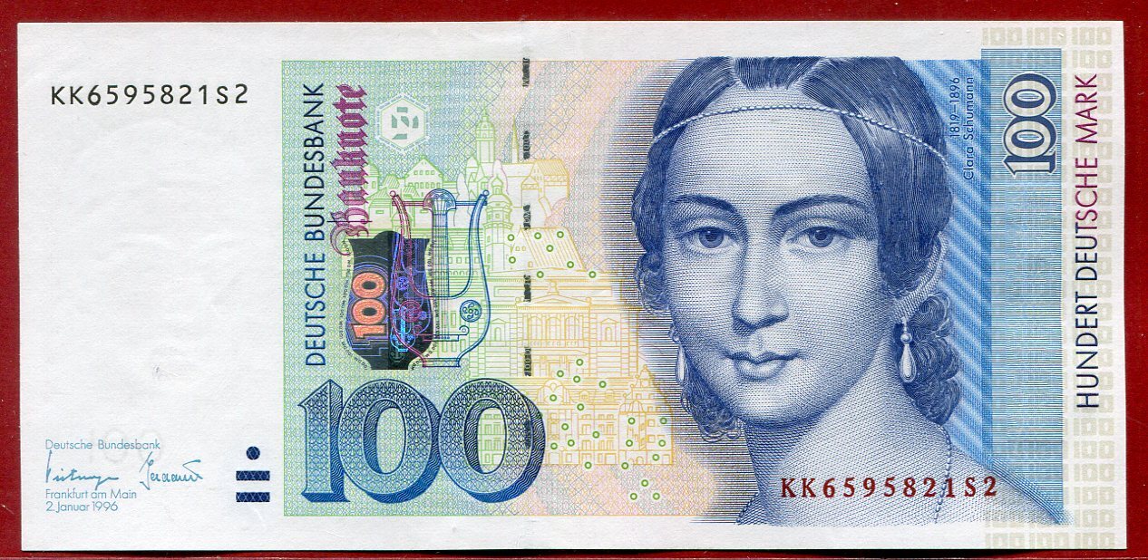 Bundesrepublik Deutschland 100 DM Deutsche Mark 1996 Clara Schumann KK ...