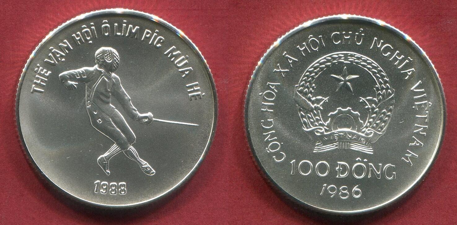 Vietnam 100 Dong 1988 Summer Olypmpics Seoul Fencing En Garde Reeded ...